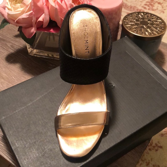 Shoemint | Shoes | Shoemint Josie Black And Rose Gold Heels | Poshmark